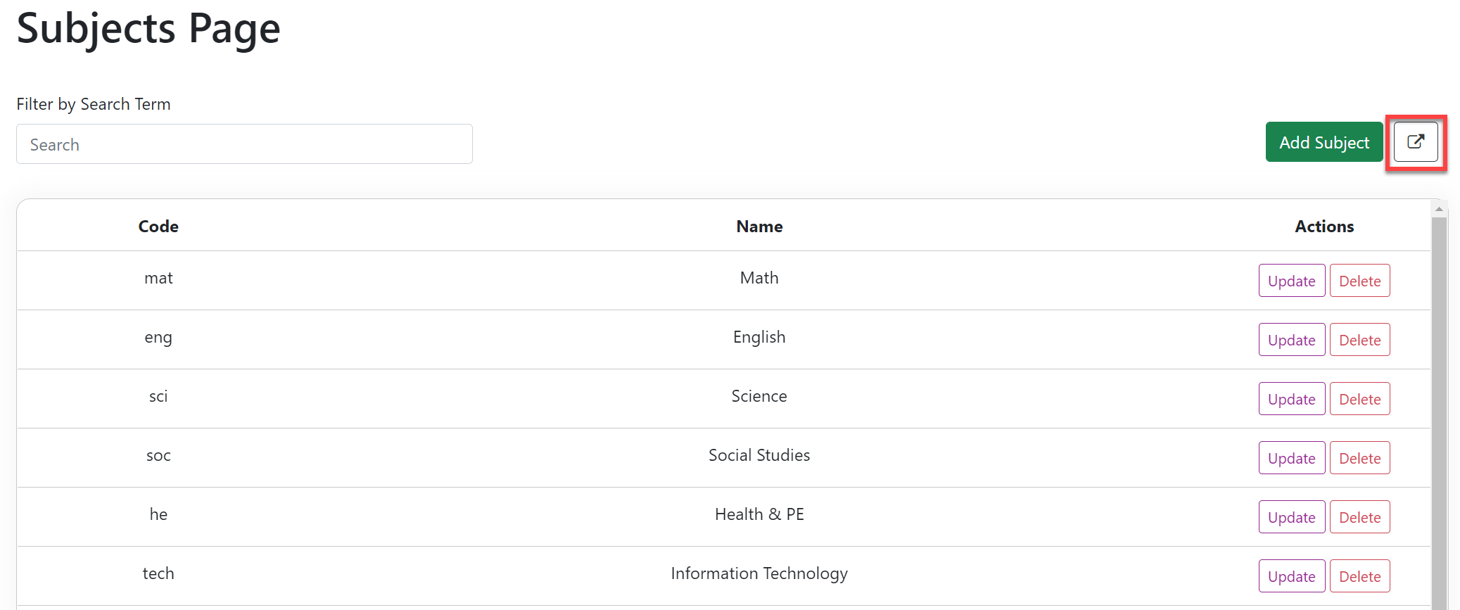 Create and Edit Subjects